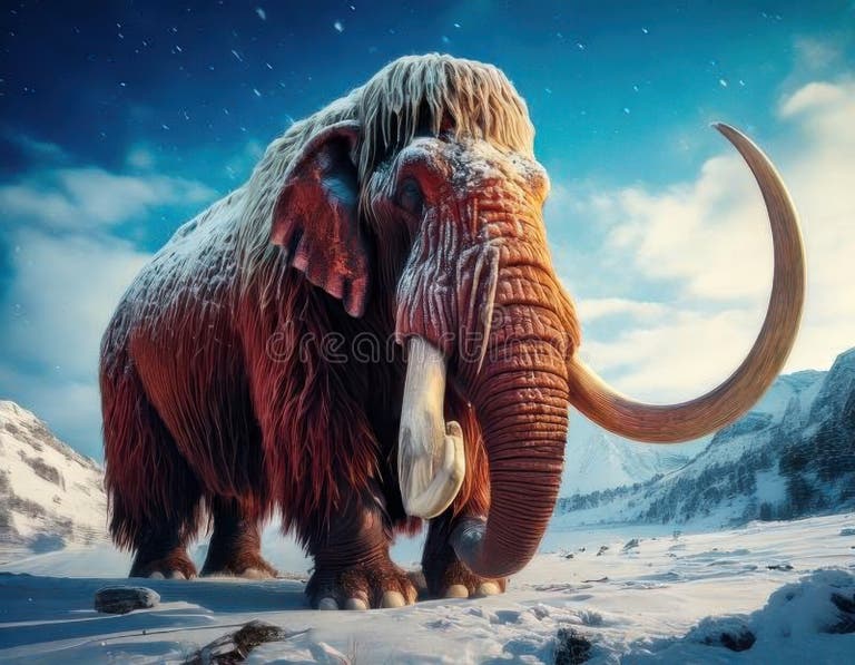 A Mammoth in the Snow stock illustration. Illustration of forest ...