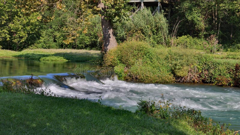 Mammoth Springs Outflow Channel from the Spring Pool Stock Photo ...