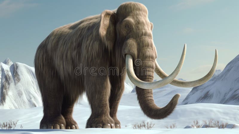 Mammuthus Primigenius. Ice Age Gigantic Mammoth with Thick Fur Stock ...