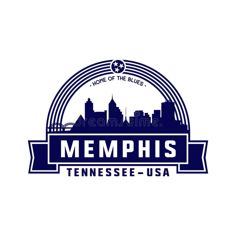 City of Memphis Skyline Silhouette Vector Logo Illustration Stock ...