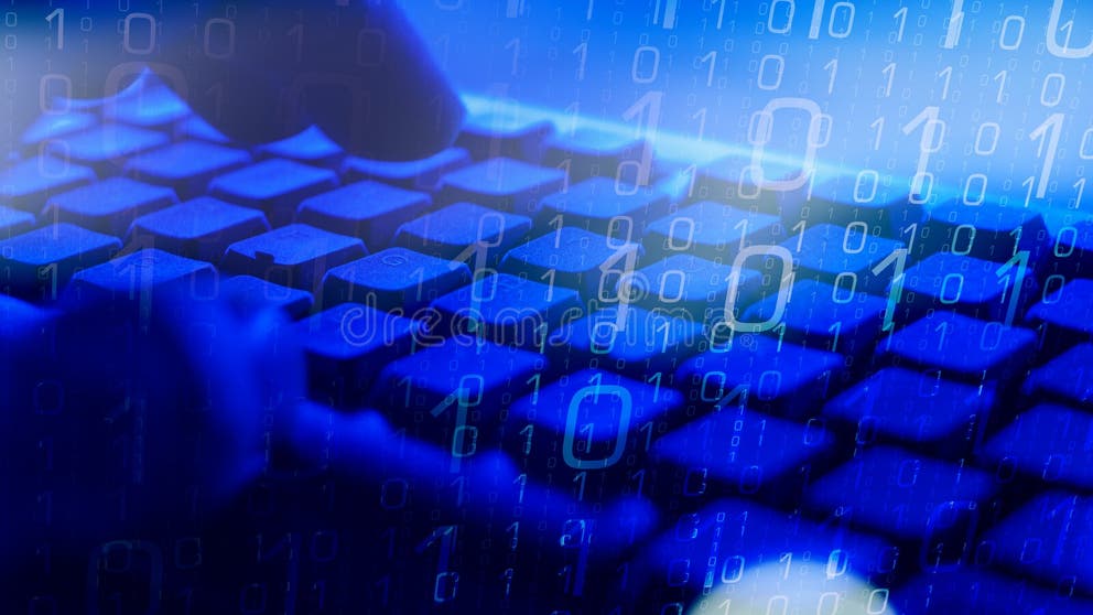 Hacker Typing on Keyboard, Abstract Numbers Computer Code Stock Photo ...