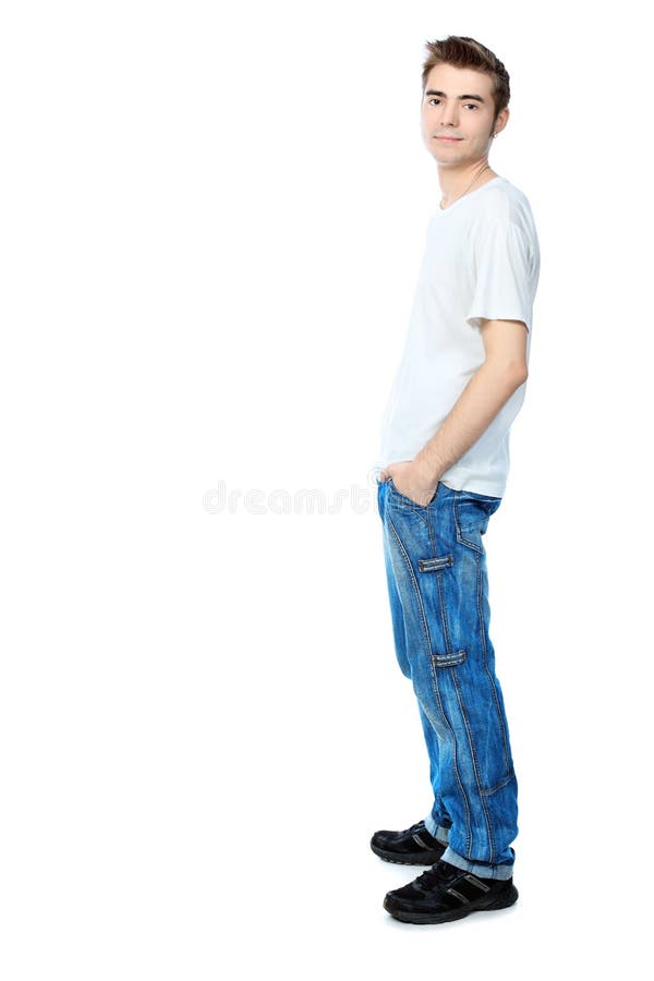 Side View Portrait of Young Man Stock Image - Image of male, college ...