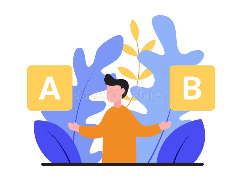 Business Man Consider between Two Plans, Vector Illustration, Confused ...