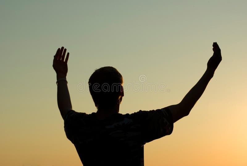 Man in praise stock image. Image of sunrise, celebration - 1475585