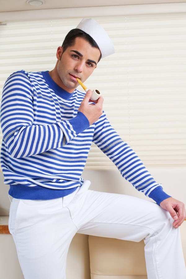Beautiful Sailorman Wearing Sailor Clothes Stock Image - Image of navy ...