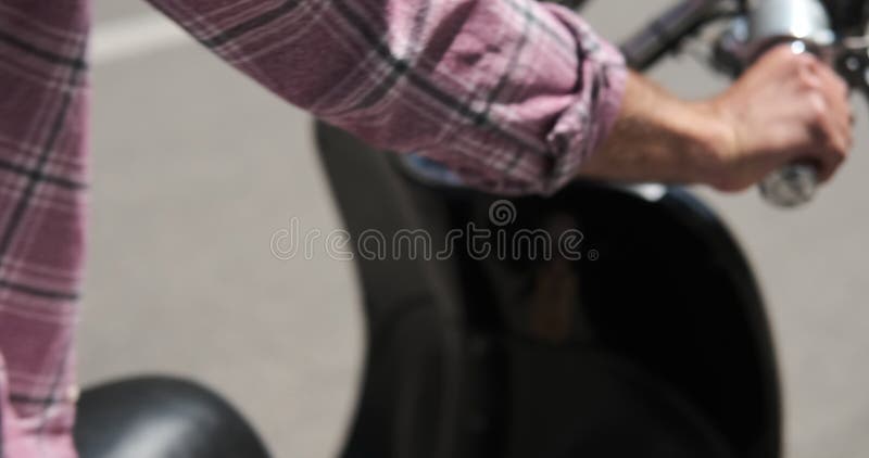 Man Starting Motorcycle on Road Stock Footage - Video of outdoor ...