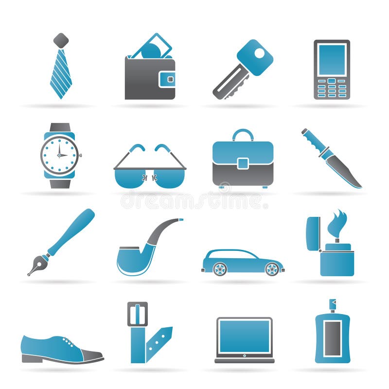 Man Accessories Icons and Objects Stock Vector - Illustration of site ...