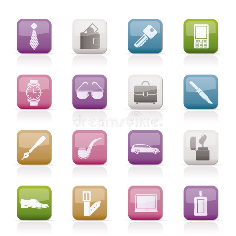 Man Accessories Icons and Objects Stock Vector - Illustration of ...