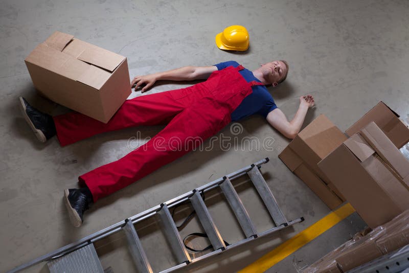 Man after Accident on a Ladder Stock Image - Image of risky, emergency ...