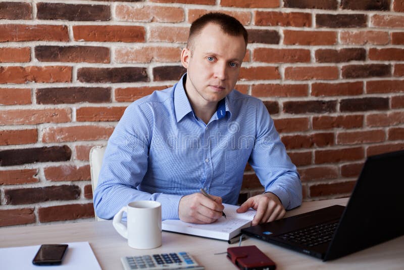 Man Accountant Working at His Desk Stock Photo - Image of work, typing ...