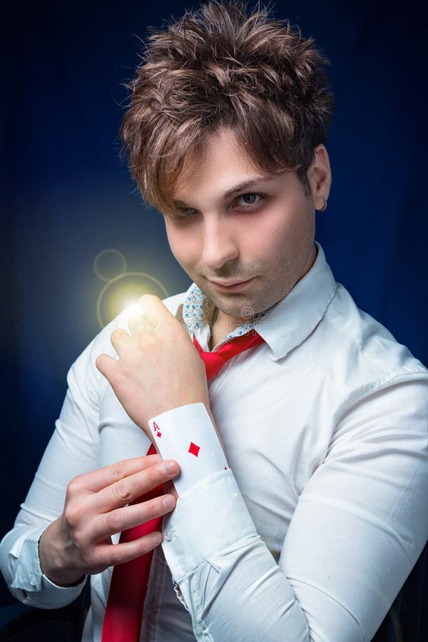 Man with ace stock image. Image of diamonds, illusionist - 67979359