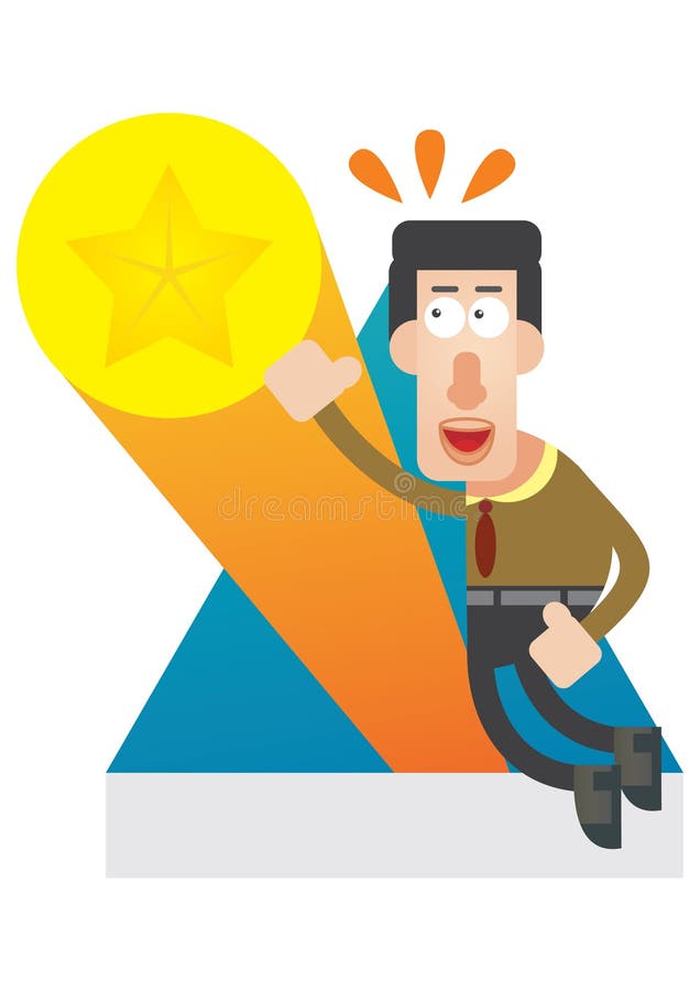 Man Achieving Star Status. Vector Illustration Decorative Design Stock ...