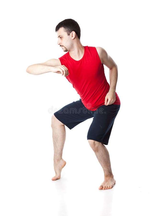Yoga man on one leg stock photo. Image of face, bristle - 3821564