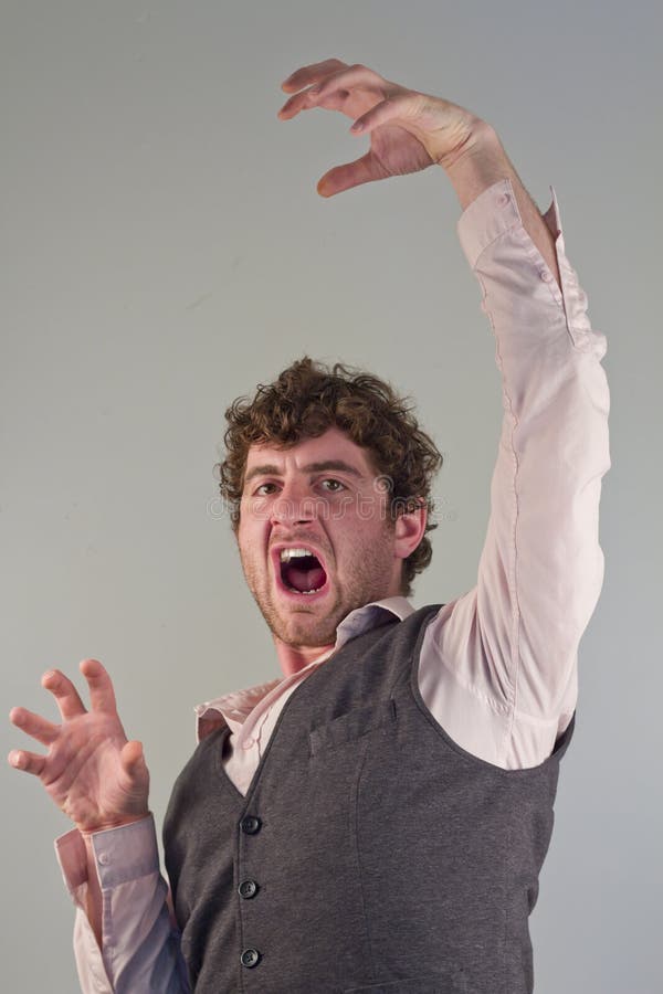 Man Acting Like Animal stock image. Image of semi, pretending - 62556403