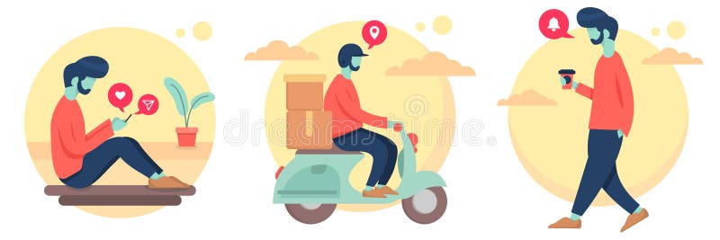 Man with daily Activities Set Flat Illustration Stock Vector ...