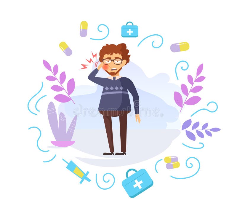 Man with Acute Toothache Vector. Cartoon. Isolated Art on White ...