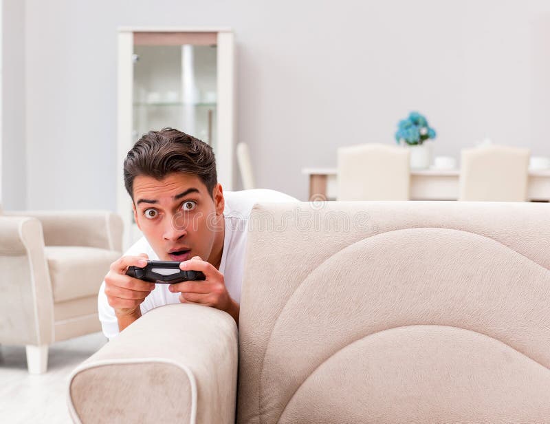 Man Addicted To Computer Games Stock Image - Image of console, adult ...