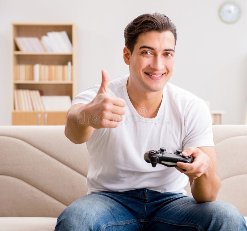 Man Addicted To Computer Games Stock Image - Image of addiction, living ...