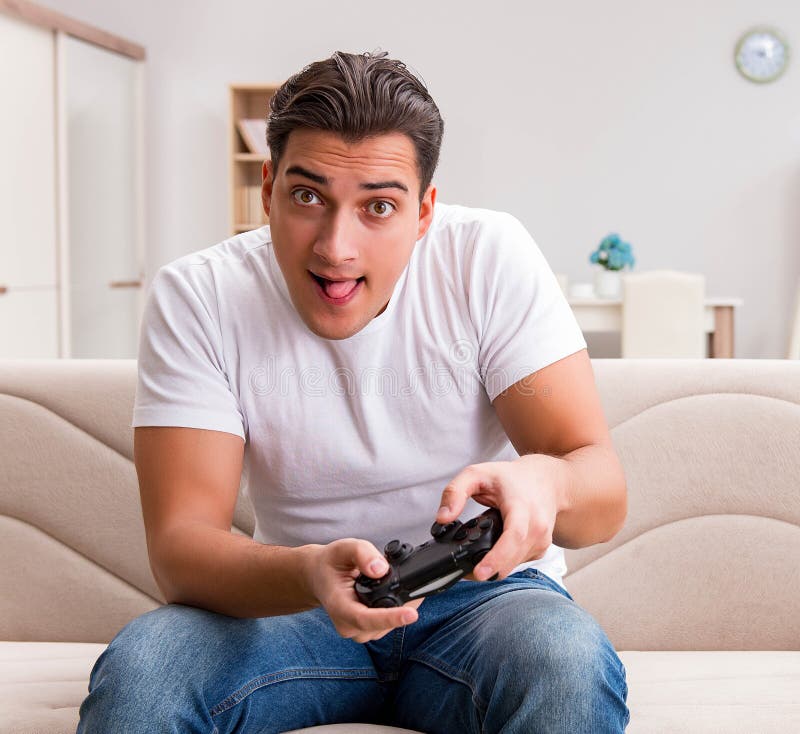 Man Addicted To Computer Games Stock Image - Image of play, addiction ...