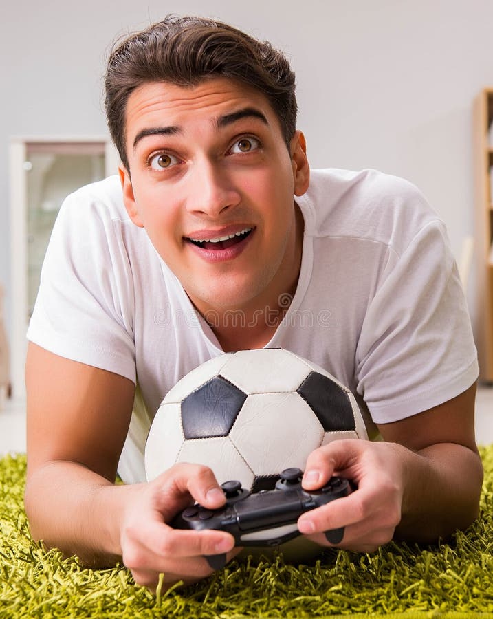 Man Addicted To Computer Games Stock Image - Image of button, couch ...
