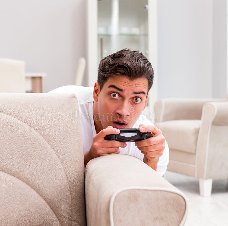 Man Addicted To Computer Games Stock Photo - Image of hobbies, monitor ...