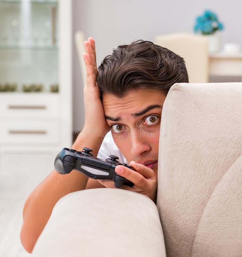 Man Addicted To Computer Games Stock Photo - Image of adult, losing ...