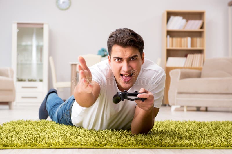 The Man Addicted To Computer Games Stock Photo - Image of monitor ...