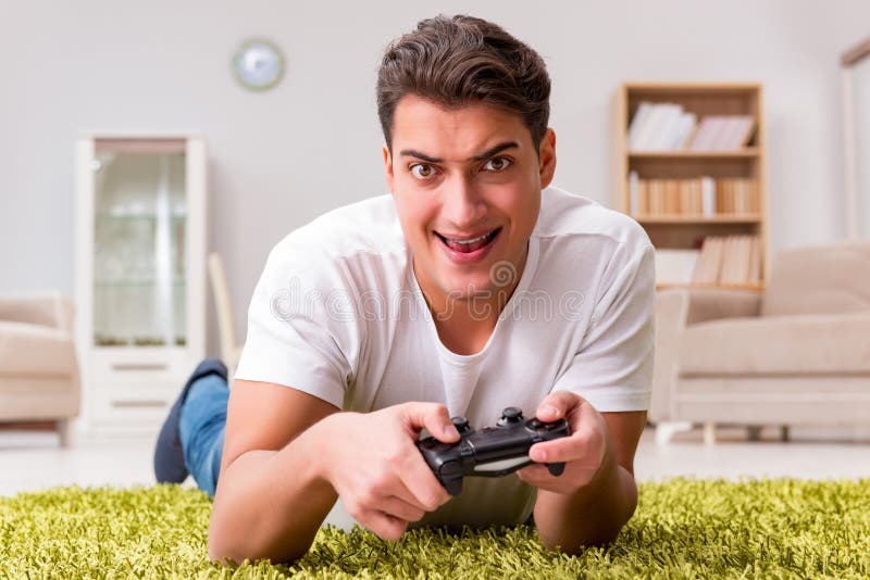 The Man Addicted To Computer Games Stock Photo - Image of gamer, button ...
