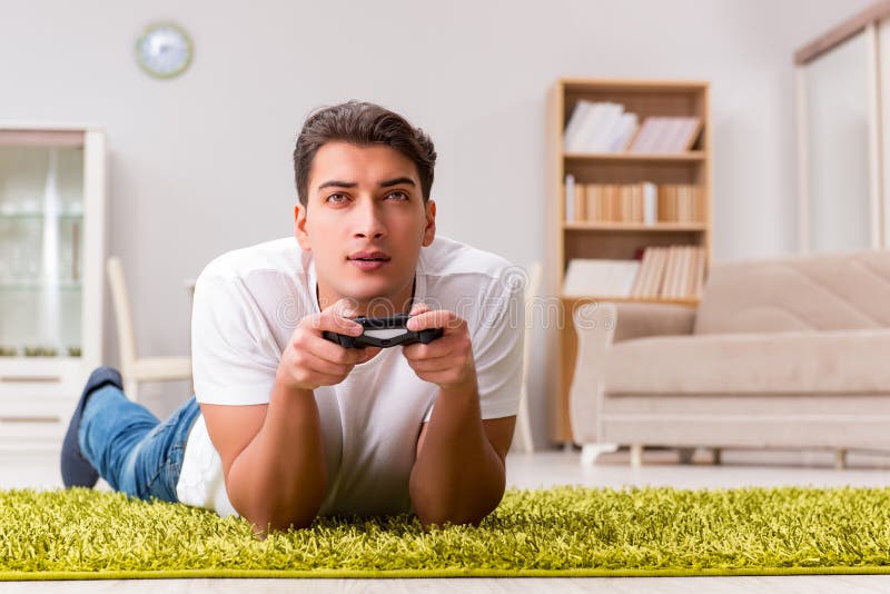The Man Addicted To Computer Games Stock Image - Image of digital, male ...
