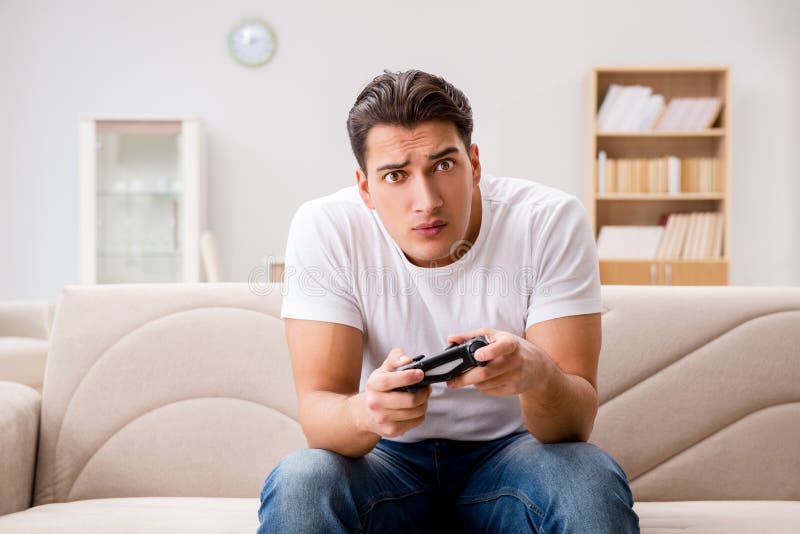The Man Addicted To Computer Games Stock Photo - Image of addict, male ...