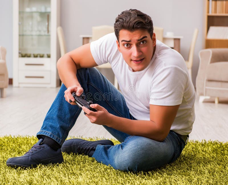 Man Addicted To Computer Games Stock Image - Image of keyboard, gaming ...