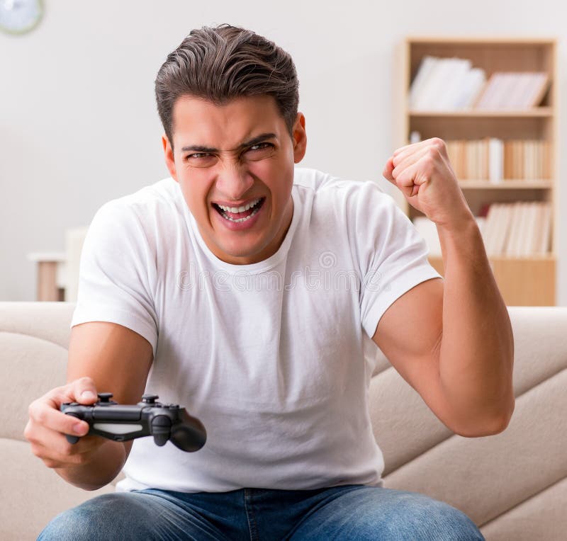 Man Addicted To Computer Games Stock Image - Image of entertainment ...