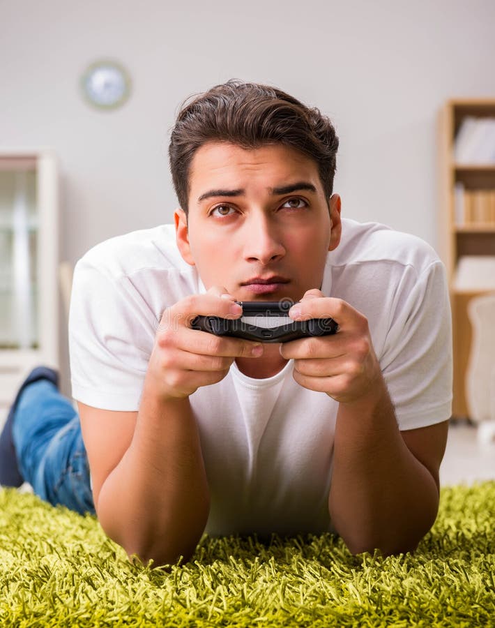 Man Addicted To Computer Games Stock Photo - Image of addict, game ...