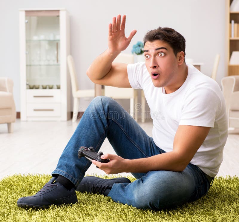 Man Addicted To Computer Games Stock Photo - Image of male, gamer ...