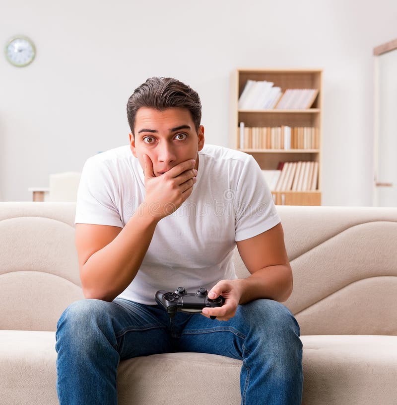 Man Addicted To Computer Games Stock Image - Image of joystick ...