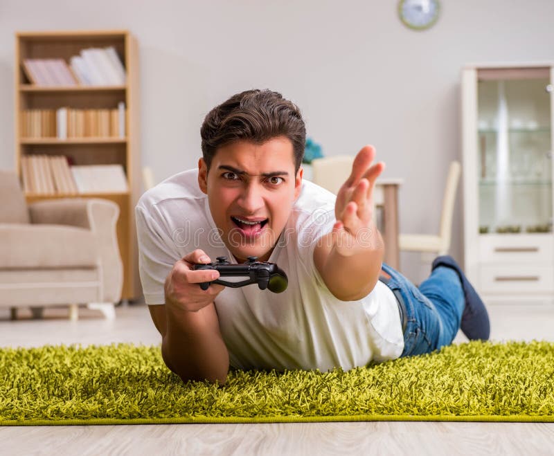 Man Addicted To Computer Games Stock Photo - Image of monitor, losing ...