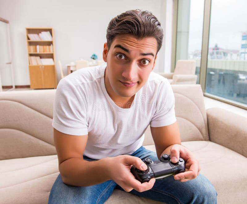 Man Addicted To Computer Games Stock Image - Image of leisure ...