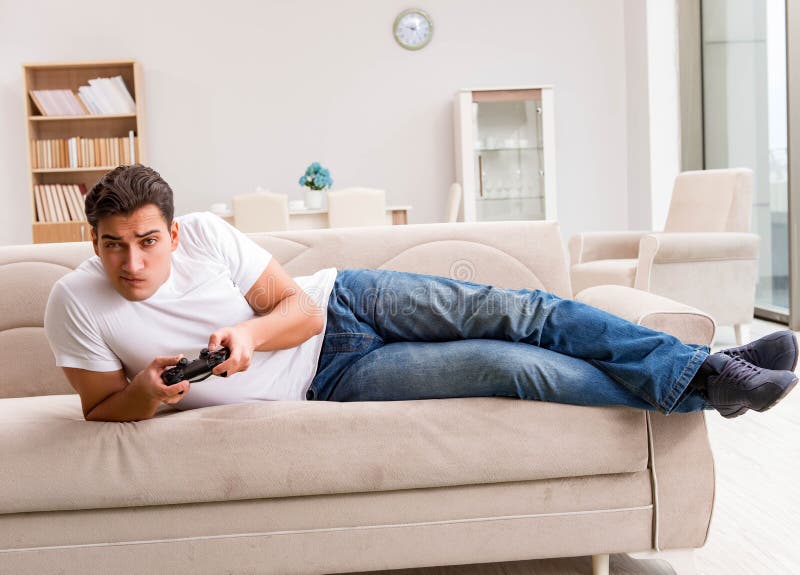 Man Addicted To Computer Games Stock Photo - Image of controller ...