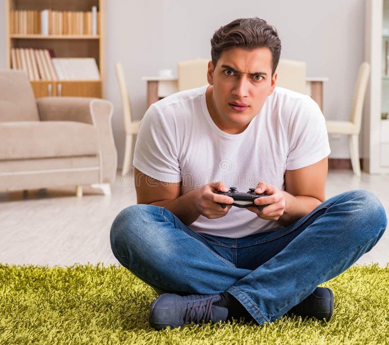 Man Addicted To Computer Games Stock Image - Image of controller, happy ...