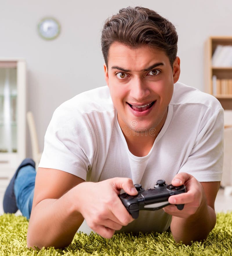 Man Addicted To Computer Games Stock Image - Image of gamer, leisure ...