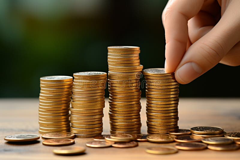 Man Adding More Money To Already Substantial Piles of Golden Coins ...
