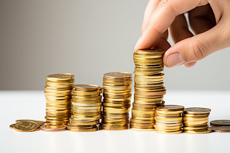 Man Adding More Money To Already Substantial Piles of Golden Coins ...