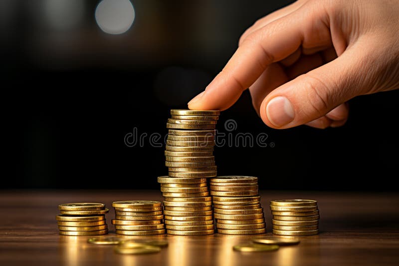 Man Adding More Money To Already Substantial Piles of Golden Coins ...