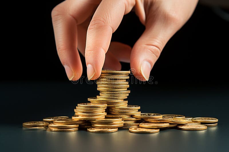 Man Adding More Money To Already Substantial Piles of Golden Coins ...