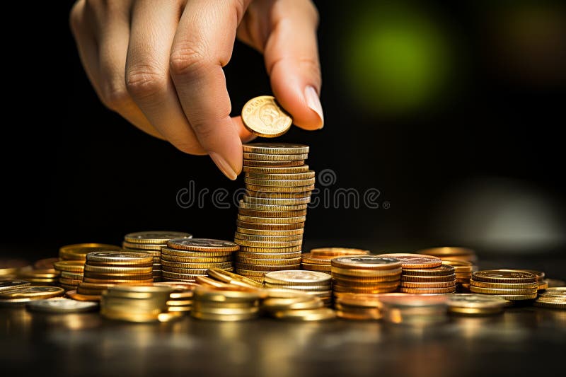 Man Adding More Money To Already Substantial Piles of Golden Coins ...