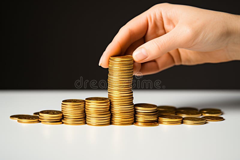 Man Adding More Money To Already Substantial Piles of Golden Coins ...