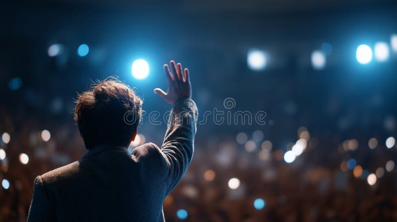 Man Addressing Audience on Stage Stock Illustration - Illustration of ...