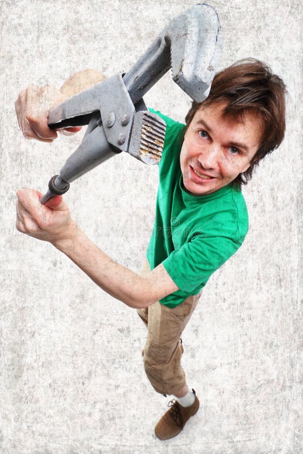 Man with Adjustable Spanner. Stock Photo - Image of adult, person: 15923008