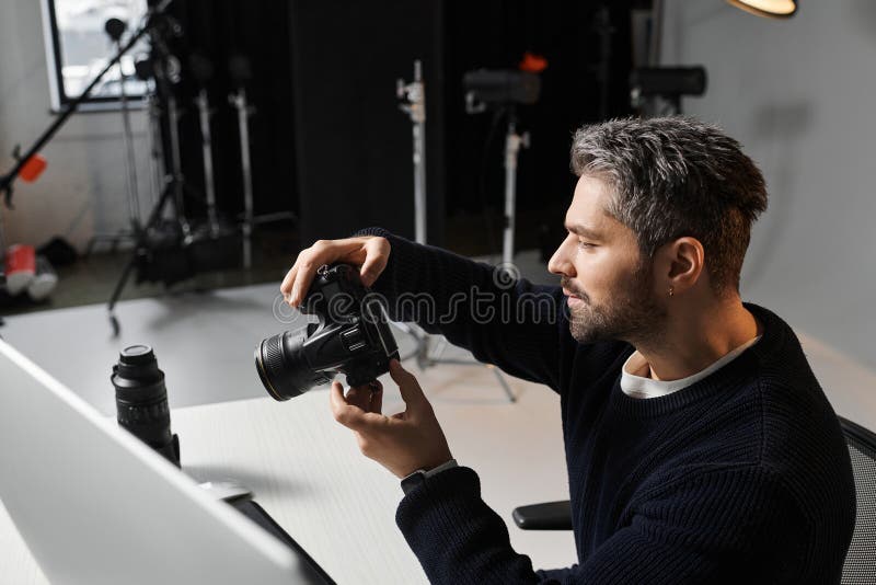 Focused Creative Man Adjusting Camera Stock Photos - Free & Royalty ...