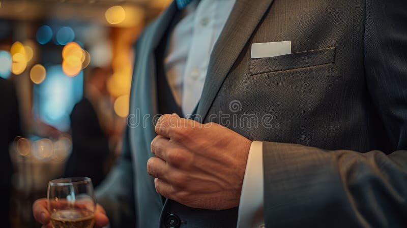 Man Adjusting Suit at a Networking Event Stock Photo - Image of ...